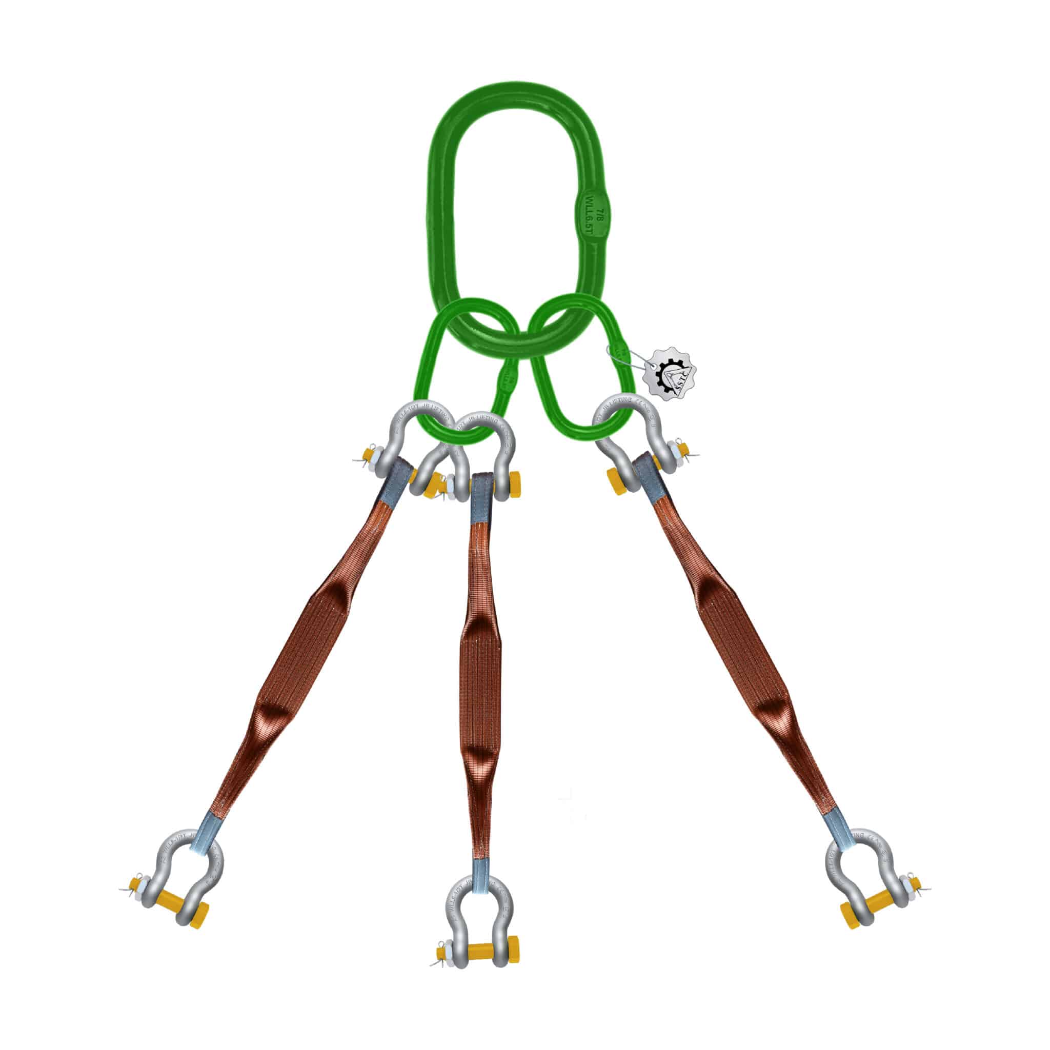 Three Leg Web Sling With Bow-Shaped Shackle Bolt Pin