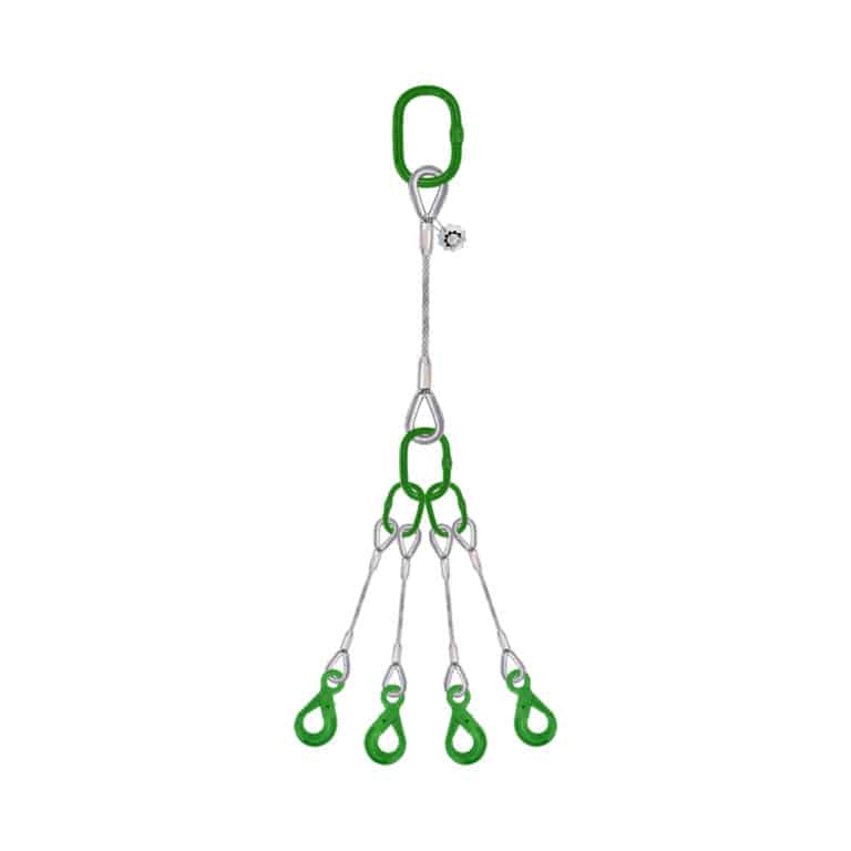 Five Leg Wire Rope Slings With Eye Self Locking Hook