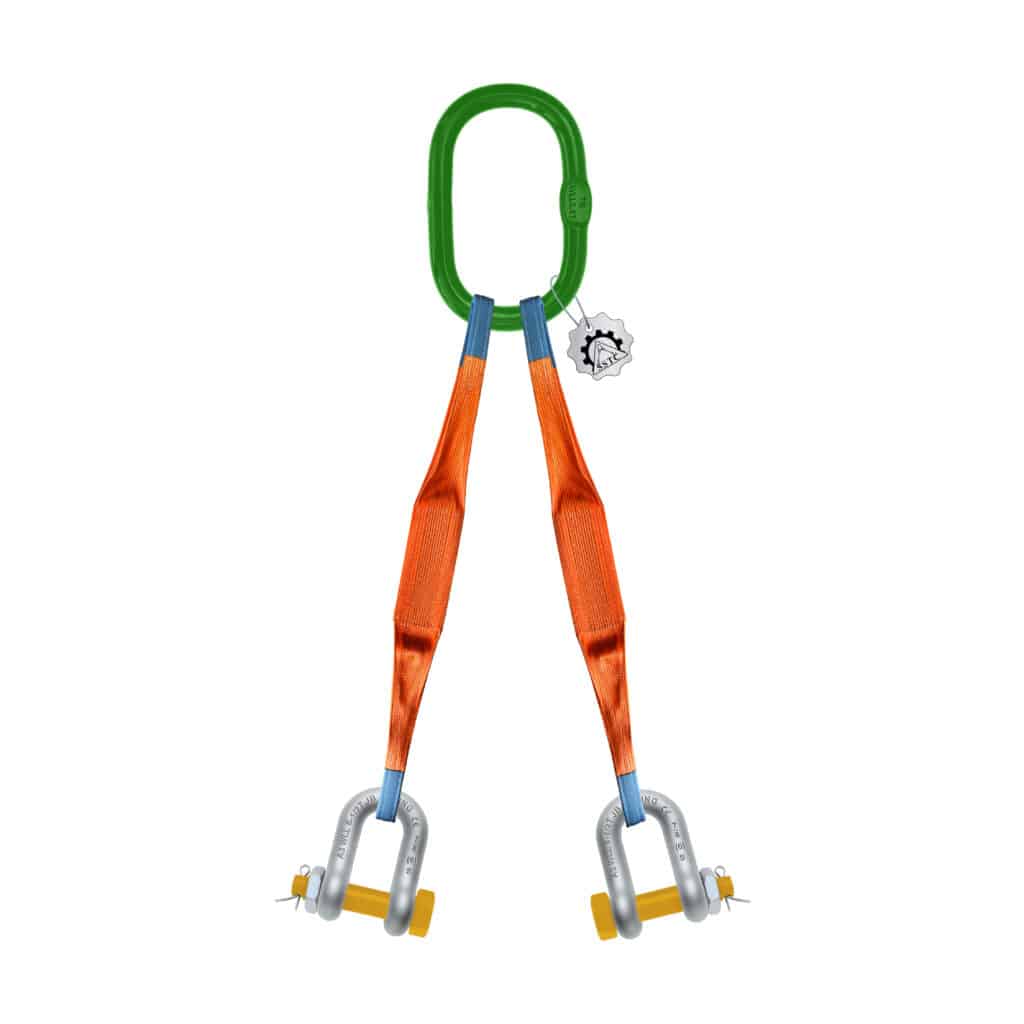 Two Leg Web Sling With D-Shaped Shackle Bolt Pin