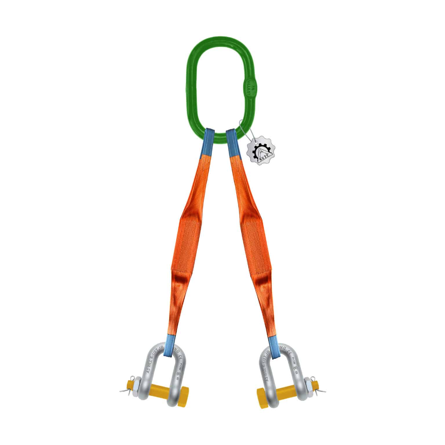 Two Leg Web Sling With D-Shaped Shackle Bolt Pin