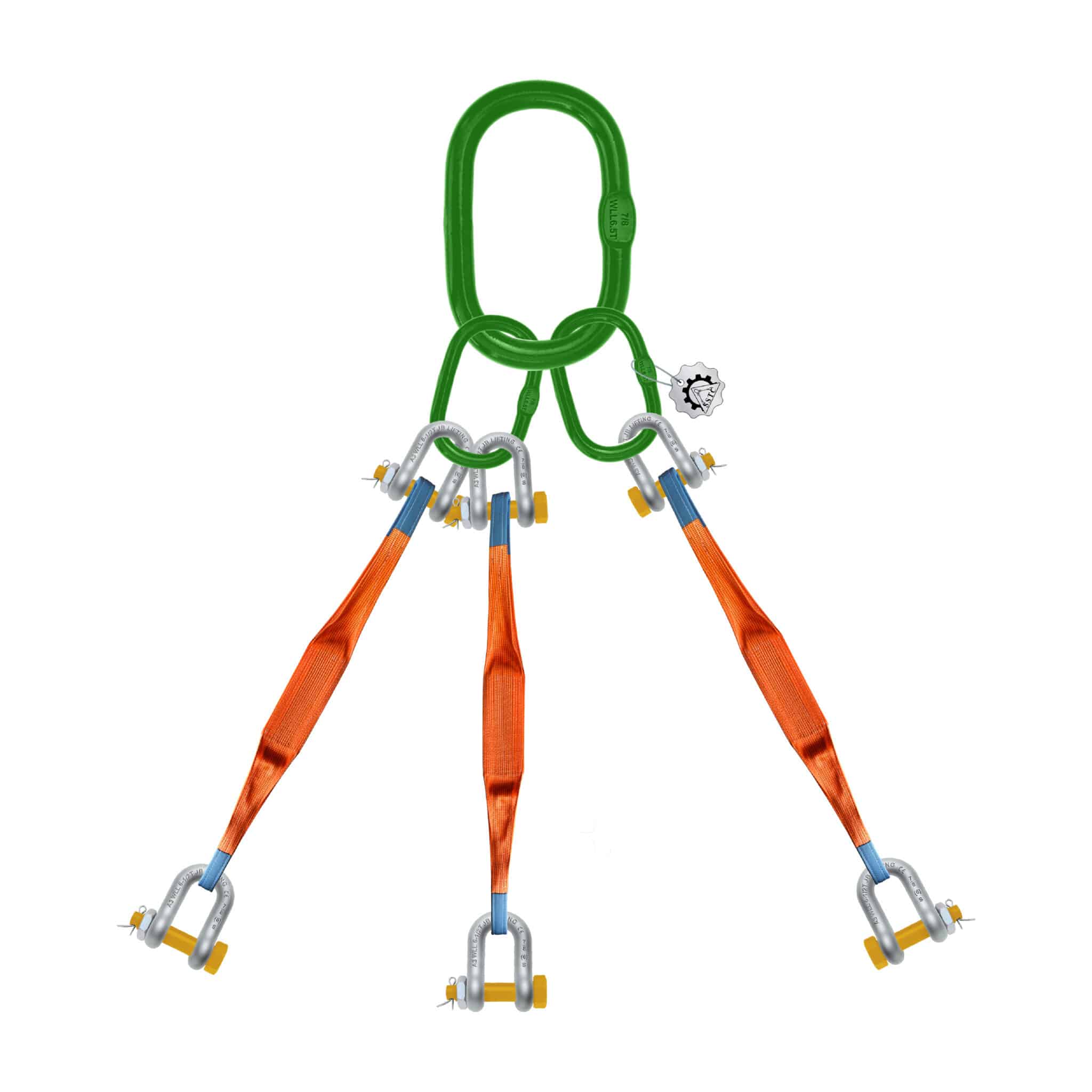 Three Leg Web Sling With D Shaped Shackle Bolt Pin
