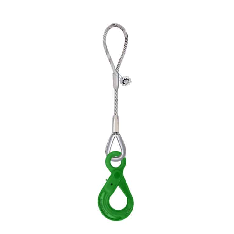 Wire Rope Sling: Soft Eye, Hard Thimble And Locking Hook