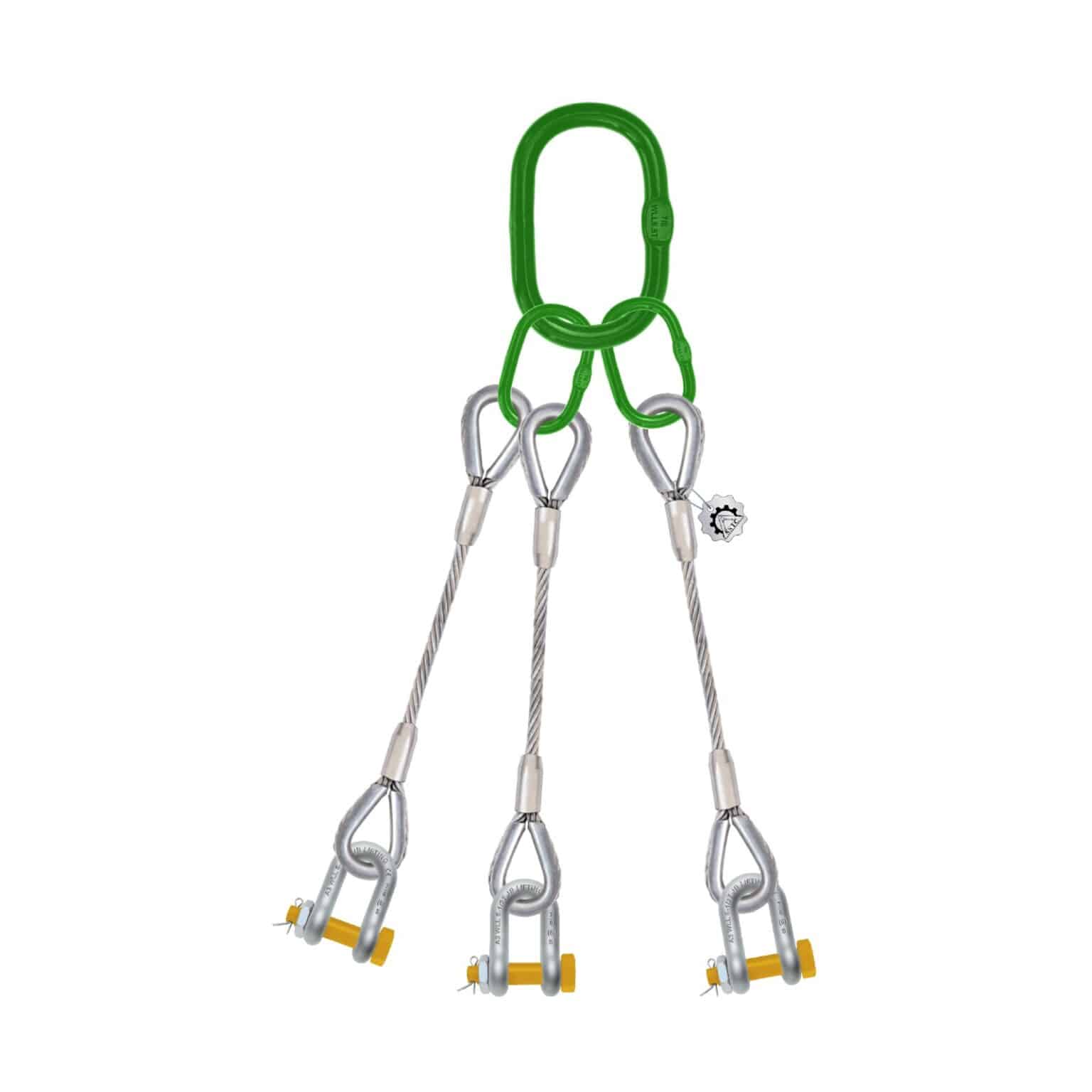 Three Leg Steel Wire Rope Sling With D-Shacke Bolt Type