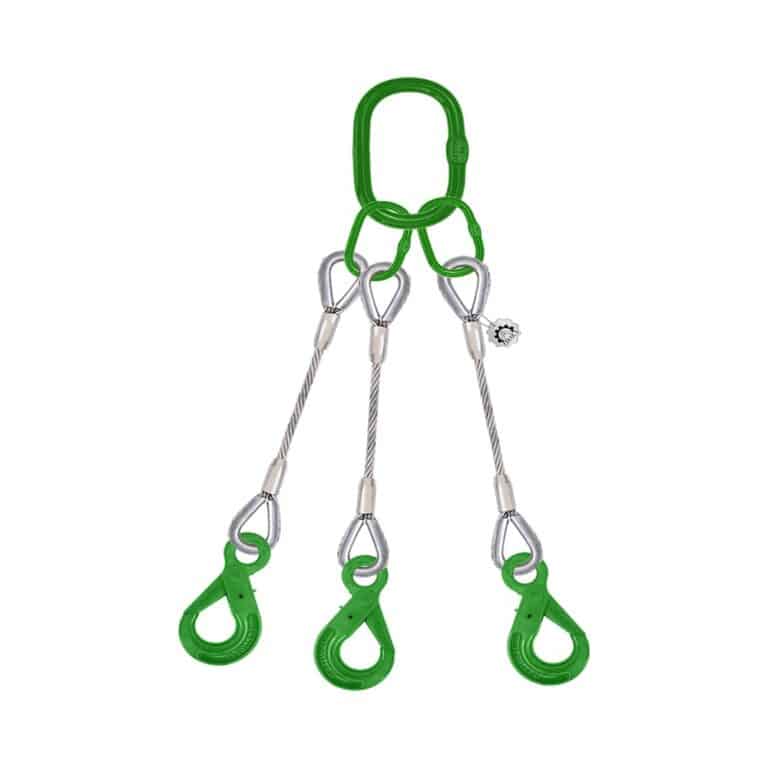 Three Leg Wire Rope Bridle Sling With Eye Self Locking Hook