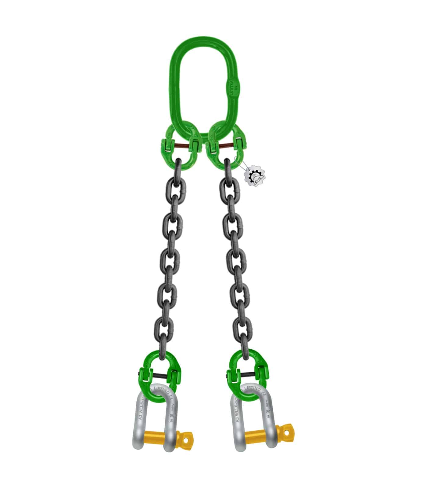 TWO LEG BRIDLE CHAIN SLING WITH D-SHAPED SHACKLE WITH SCREW PIN - Safe ...
